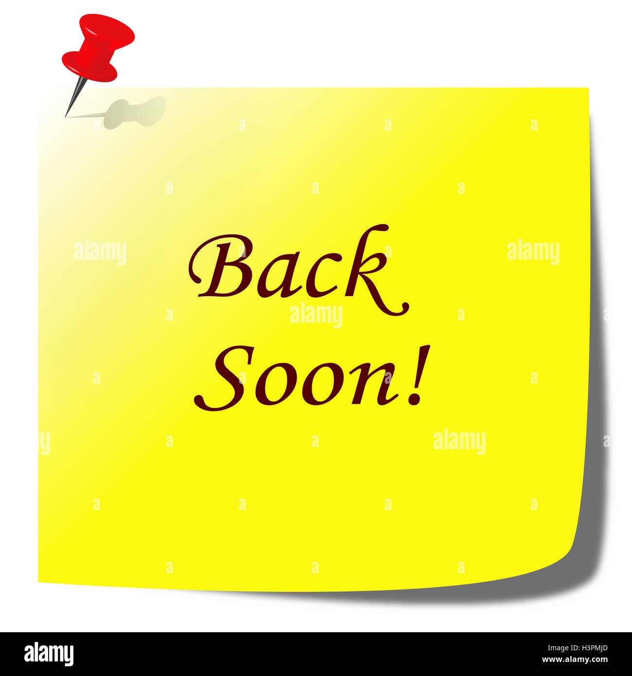 back soon paper note - business communication concept Stock Photo - Alamy