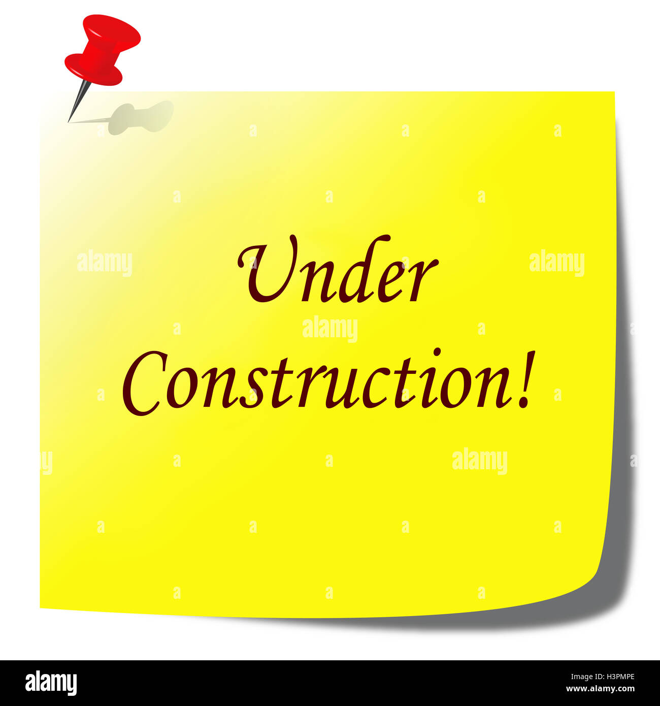 under construction paper note - website development concept Stock Photo ...