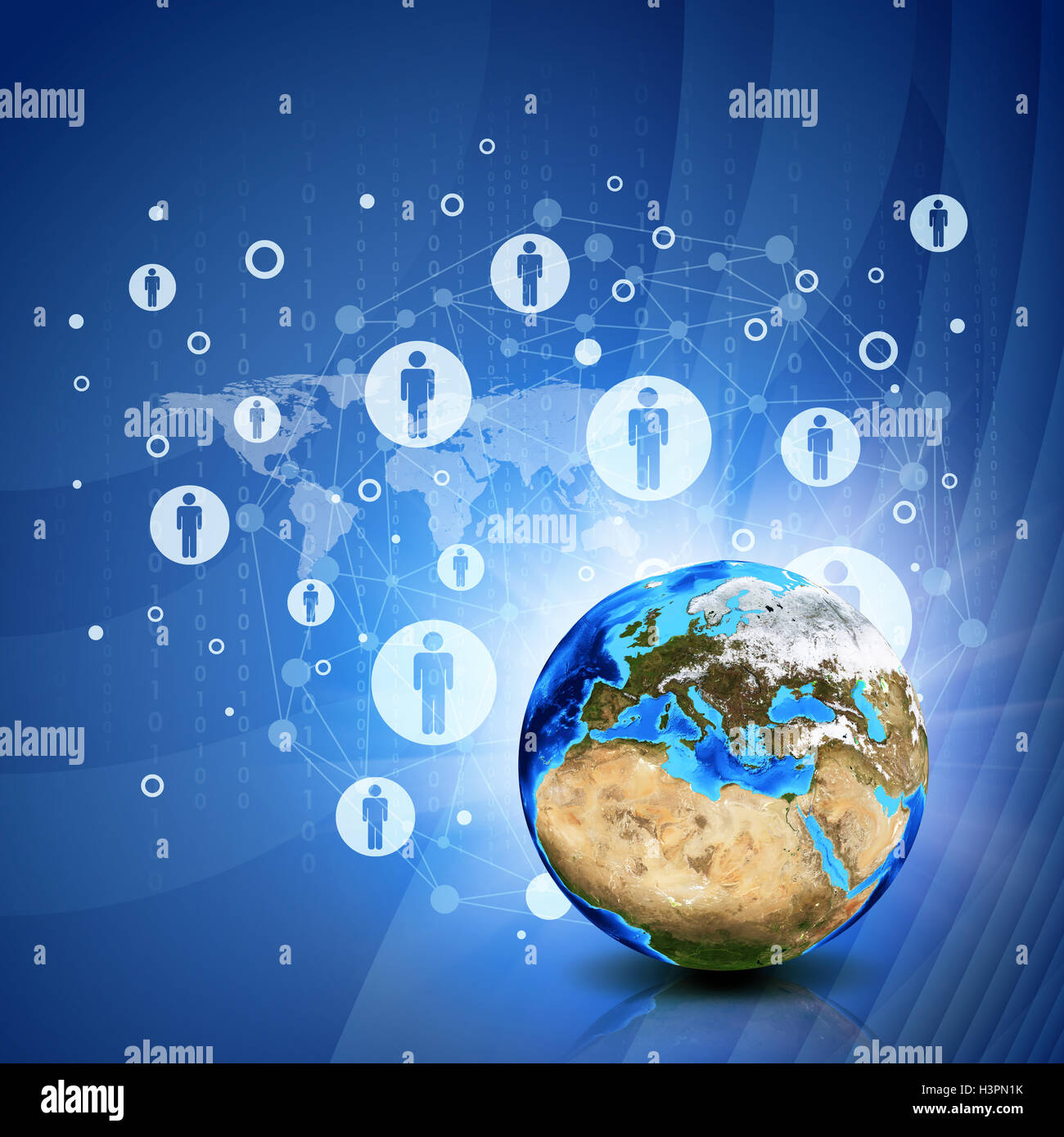 Network contacts and Earth. Hi-tech background Stock Photo - Alamy
