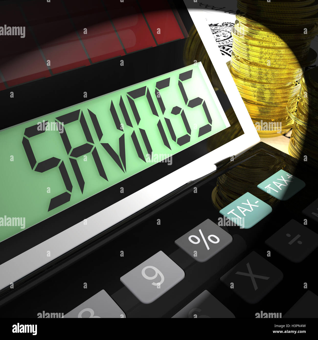 Savings Calculated Means Keeping And Saving Money Stock Photo - Alamy