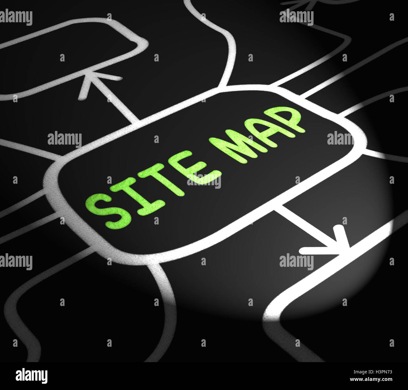 Site Map Arrows Means Navigating Around Website Stock Photo - Alamy