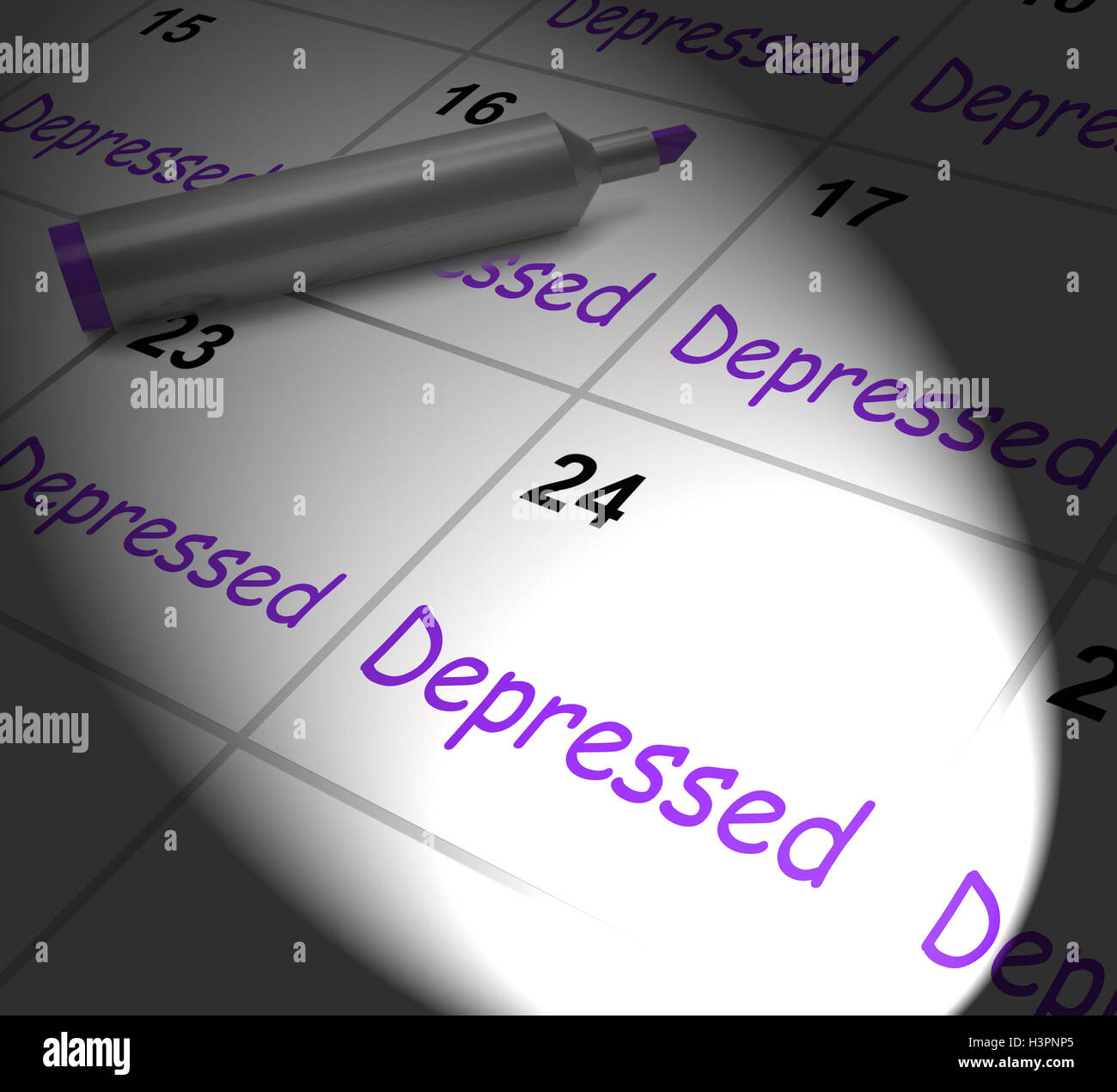 Depressed Calendar Displays Discouraged Despondent Or Mentally I Stock ...