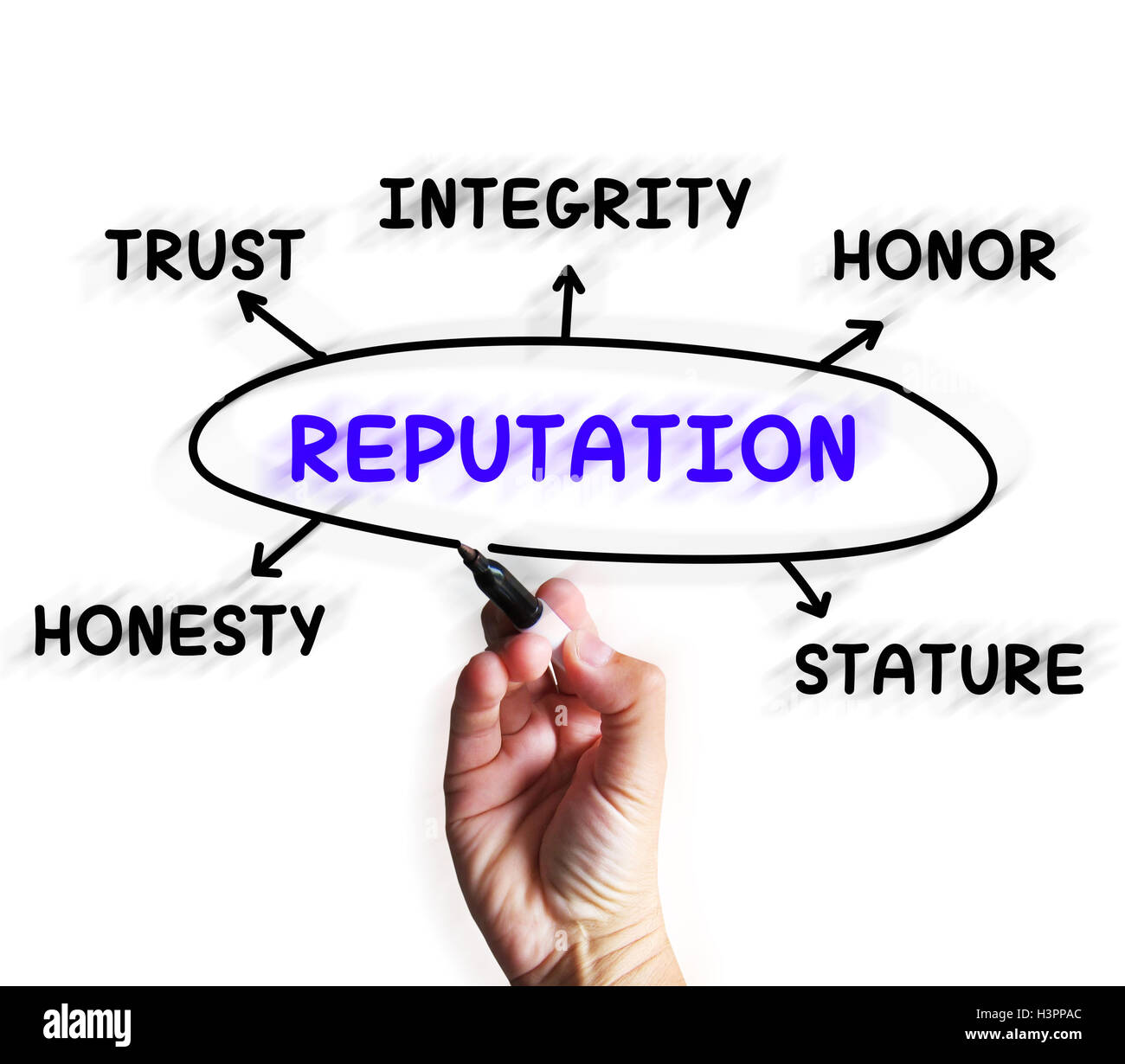 Reputation Diagram Displays Stature Trust And Credibility Stock Photo ...