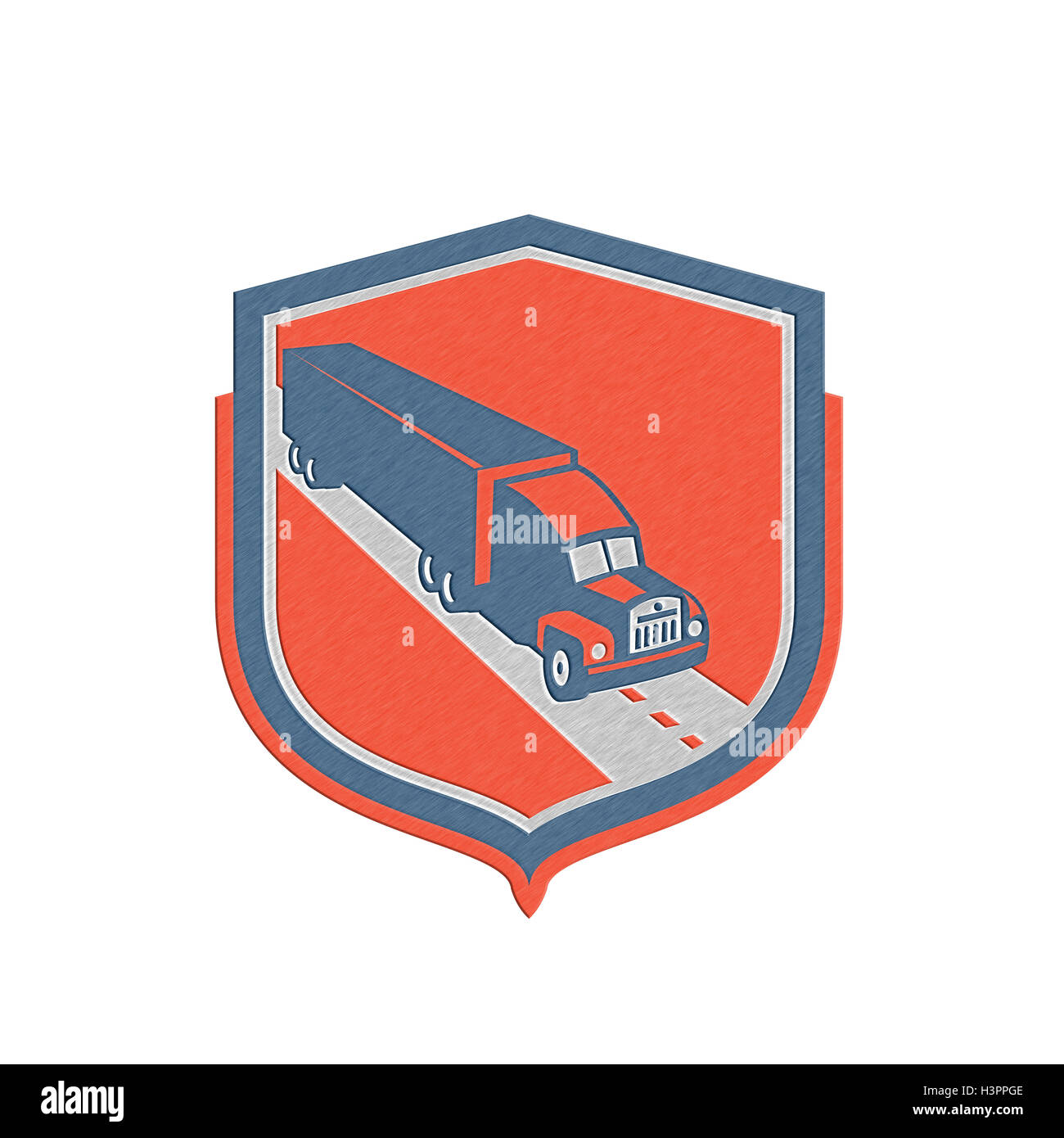 Metallic Container Truck and Trailer Shield Retro Stock Photo - Alamy