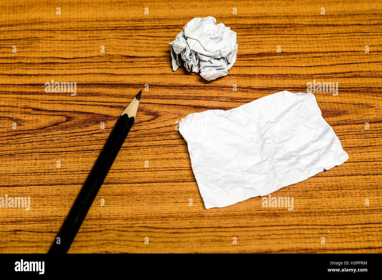 paper scrap and crumpled with pencil Stock Photo - Alamy