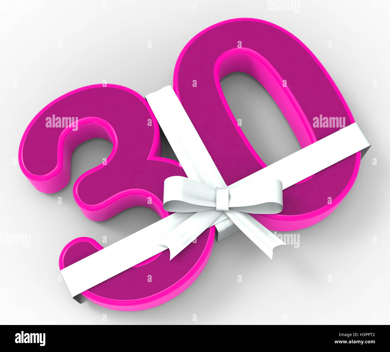 Number Thirty With Ribbon Displays Surprise Birthday Party Or Ev Stock ...