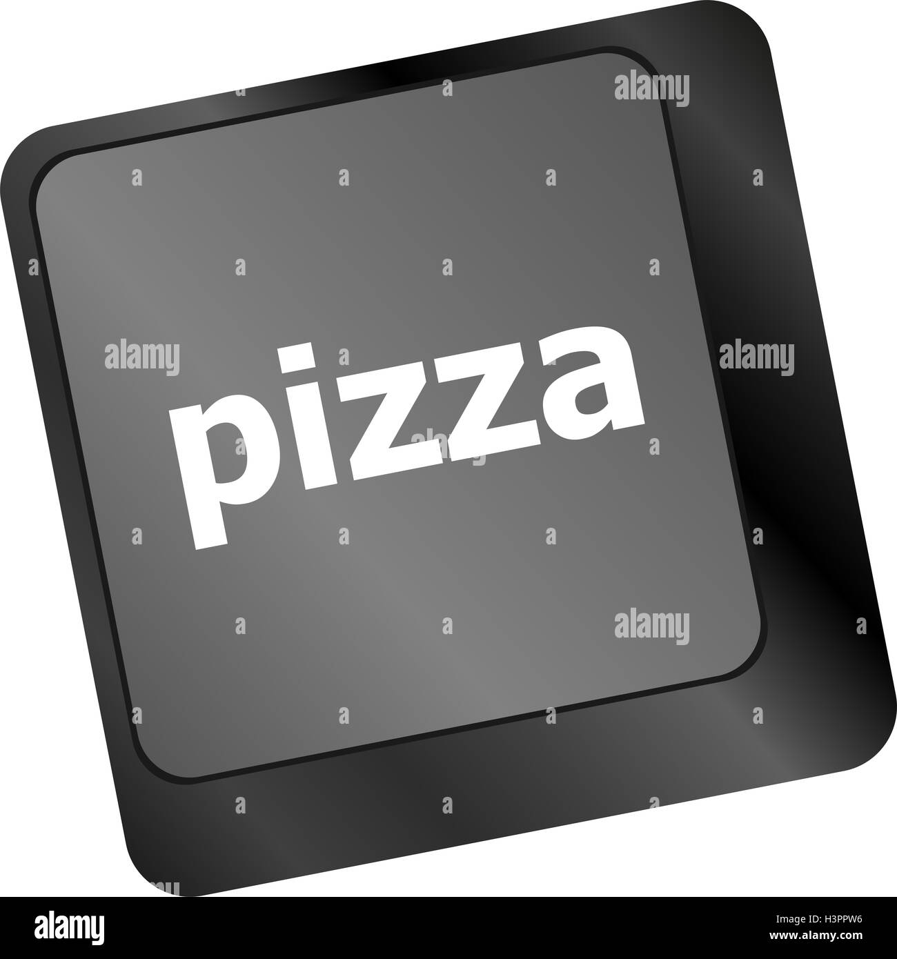 Computer keyboard with blue pizza word on enter key Stock Photo - Alamy