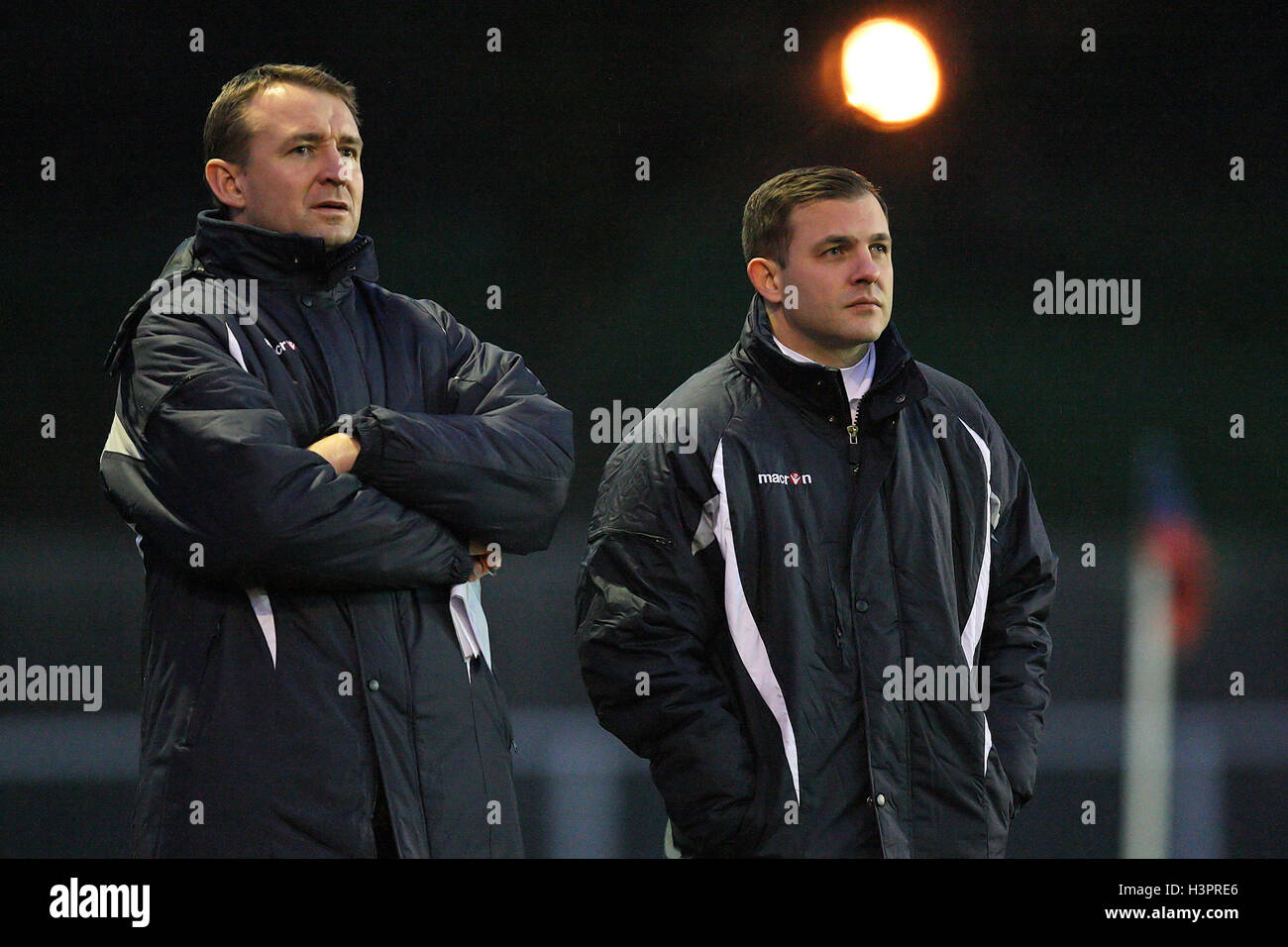 Aveley manager Lee Hodges (R) and assistant Jason Broom - AFC ...