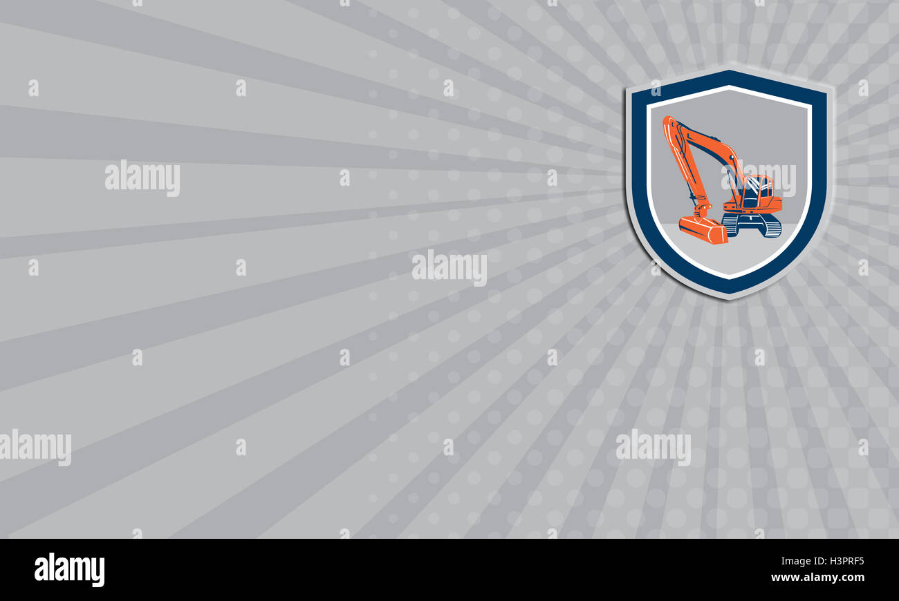 Business card Mechanical Digger Excavator Retro Shield Stock Photo - Alamy