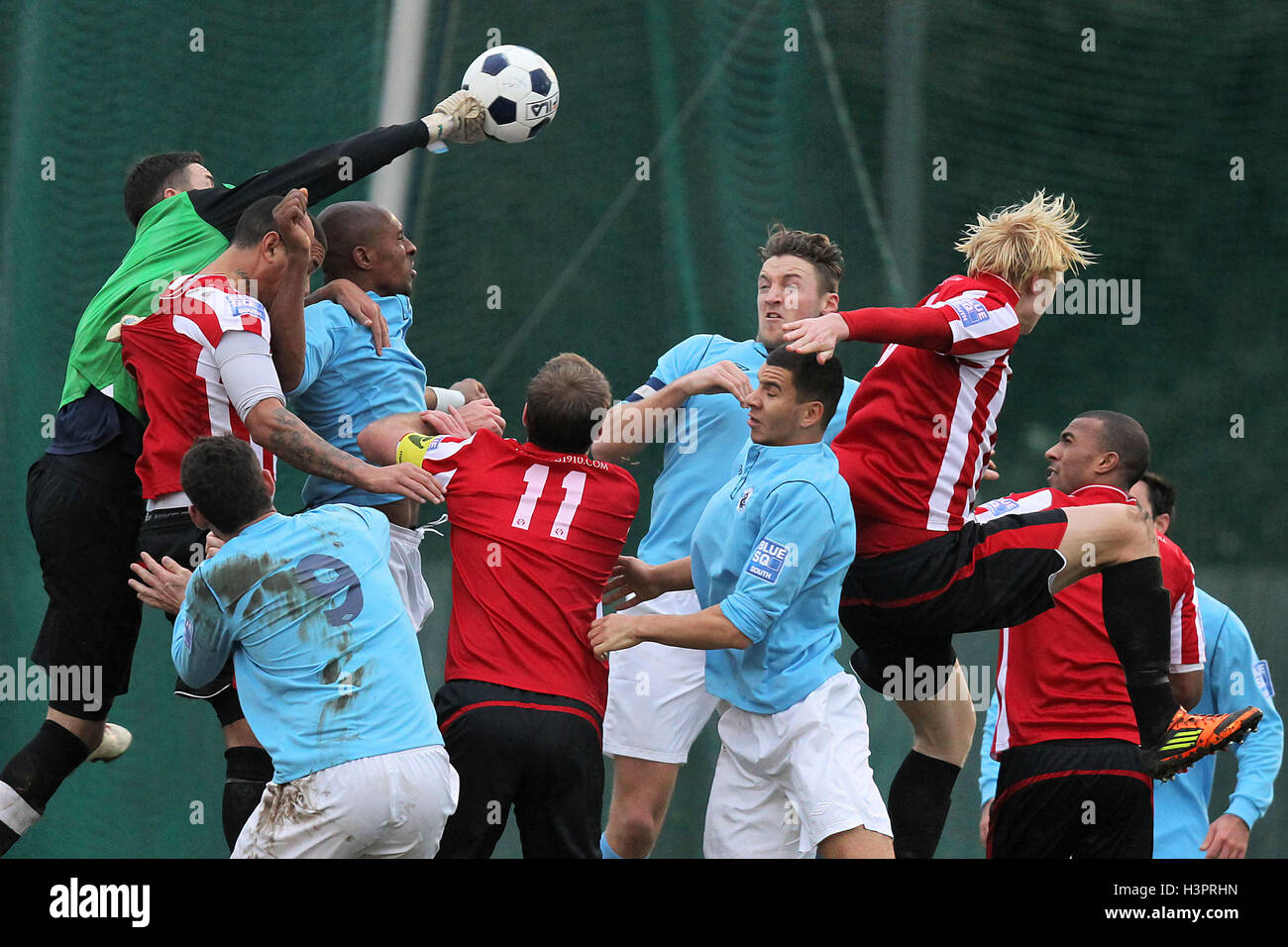 Sam Beasant of Billericay punches the ball clear from a corner - AFC ...