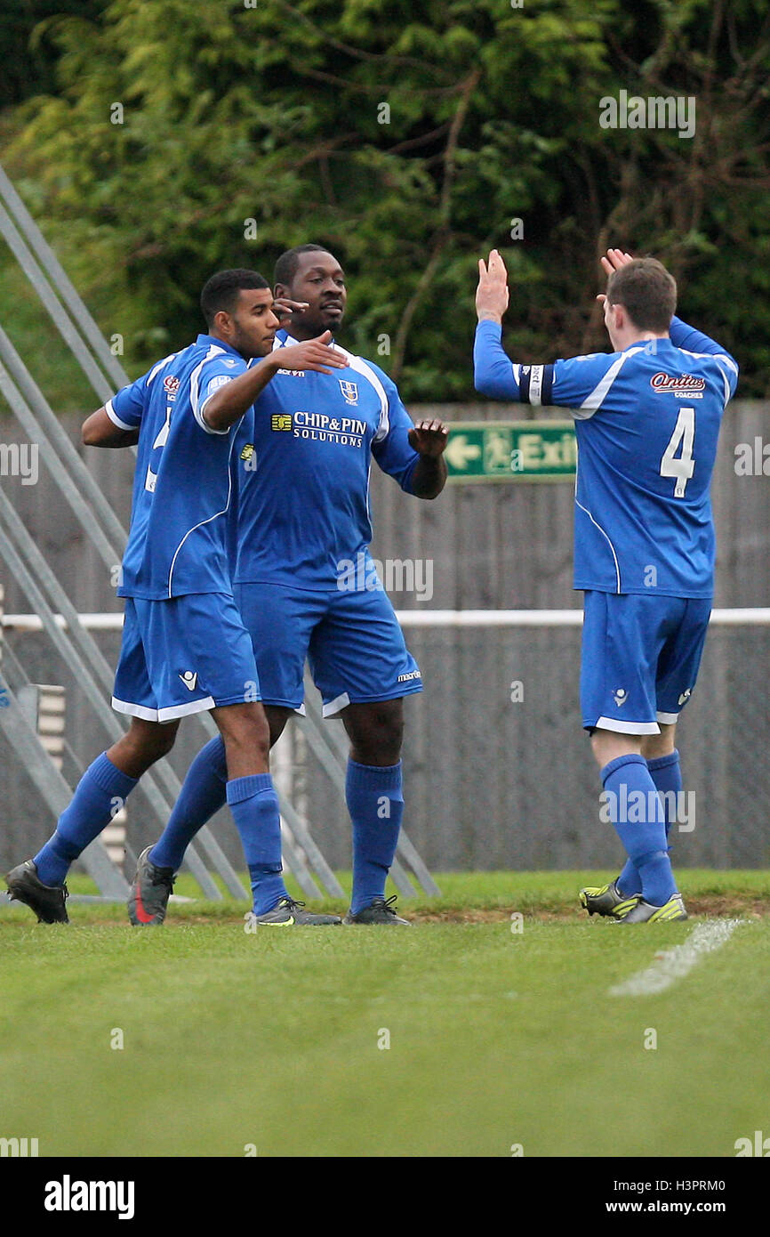 Bishop's Stortford players celebrate their first goal scored by Ricky ...
