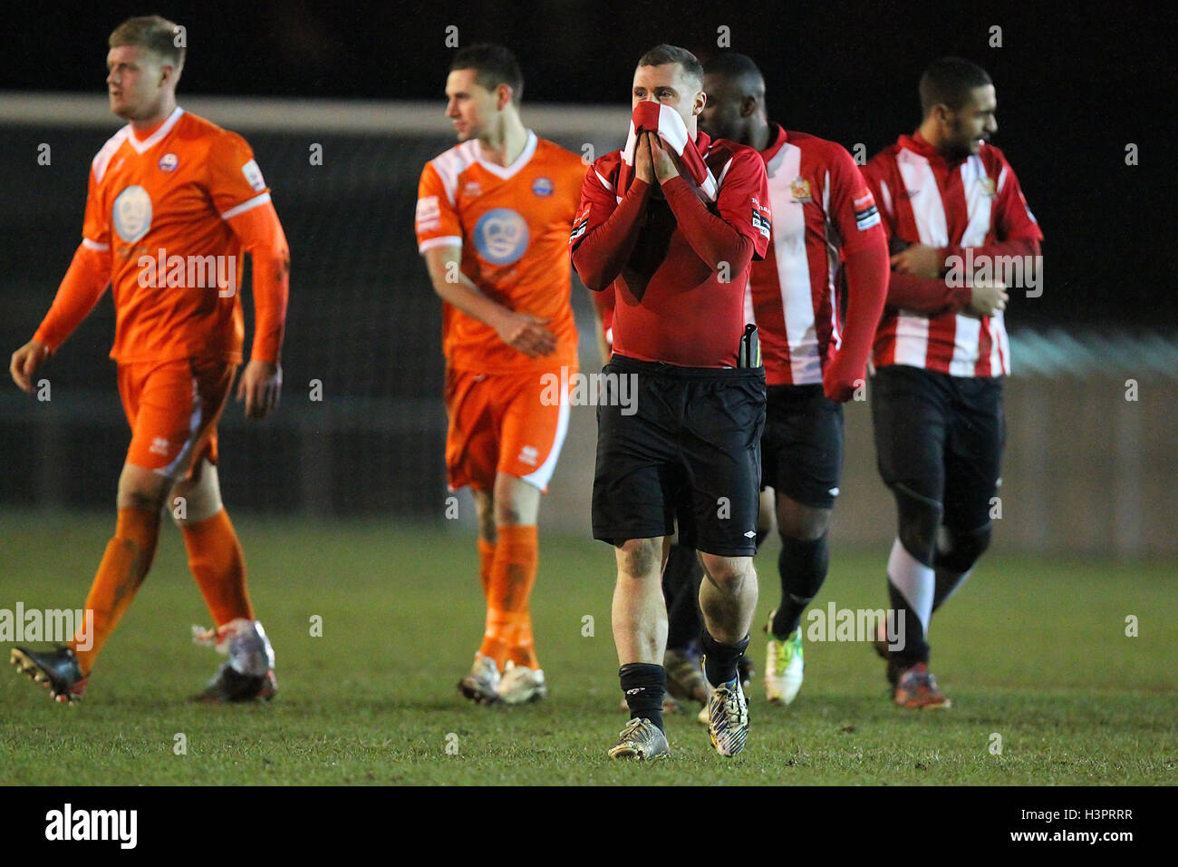 Disappointment for Billy Coyne (C) of Hornchurch as his team loses the ...