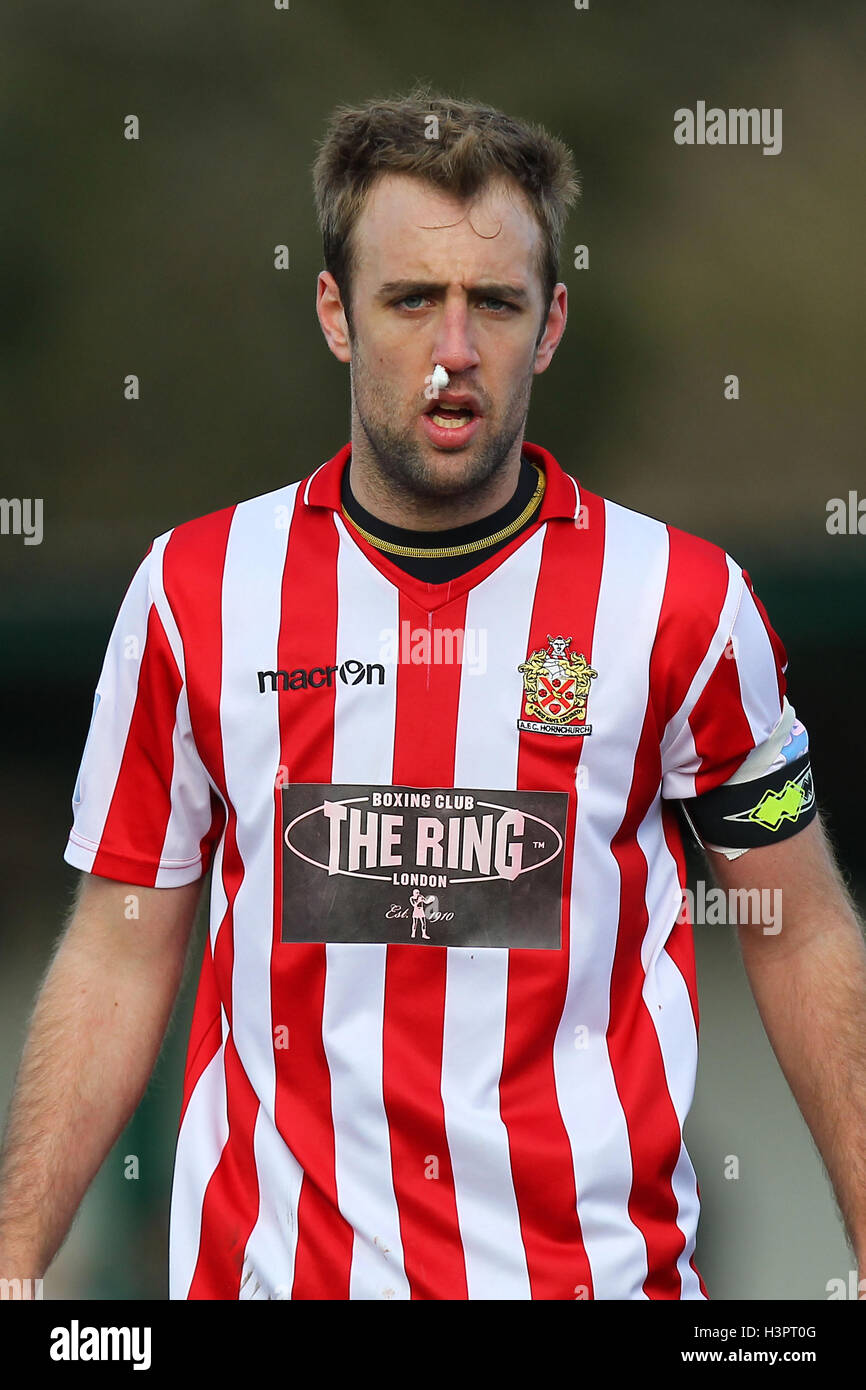 Elliot Styles of Hornchurch with a nose injury - AFC Hornchurch vs ...