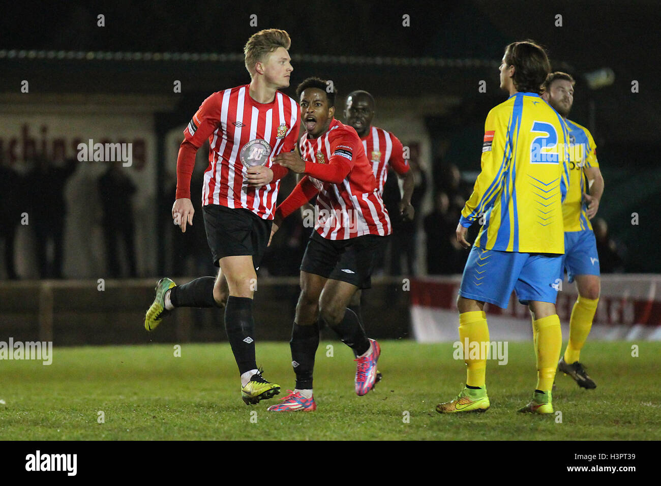 George Purcell scores the first goal for Hornchurch and celebrates ...