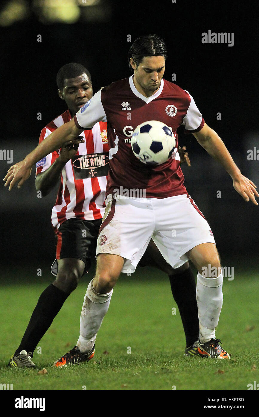 Jamie Slabber of Chelmsford shields the ball from Rimmel Daniel of ...