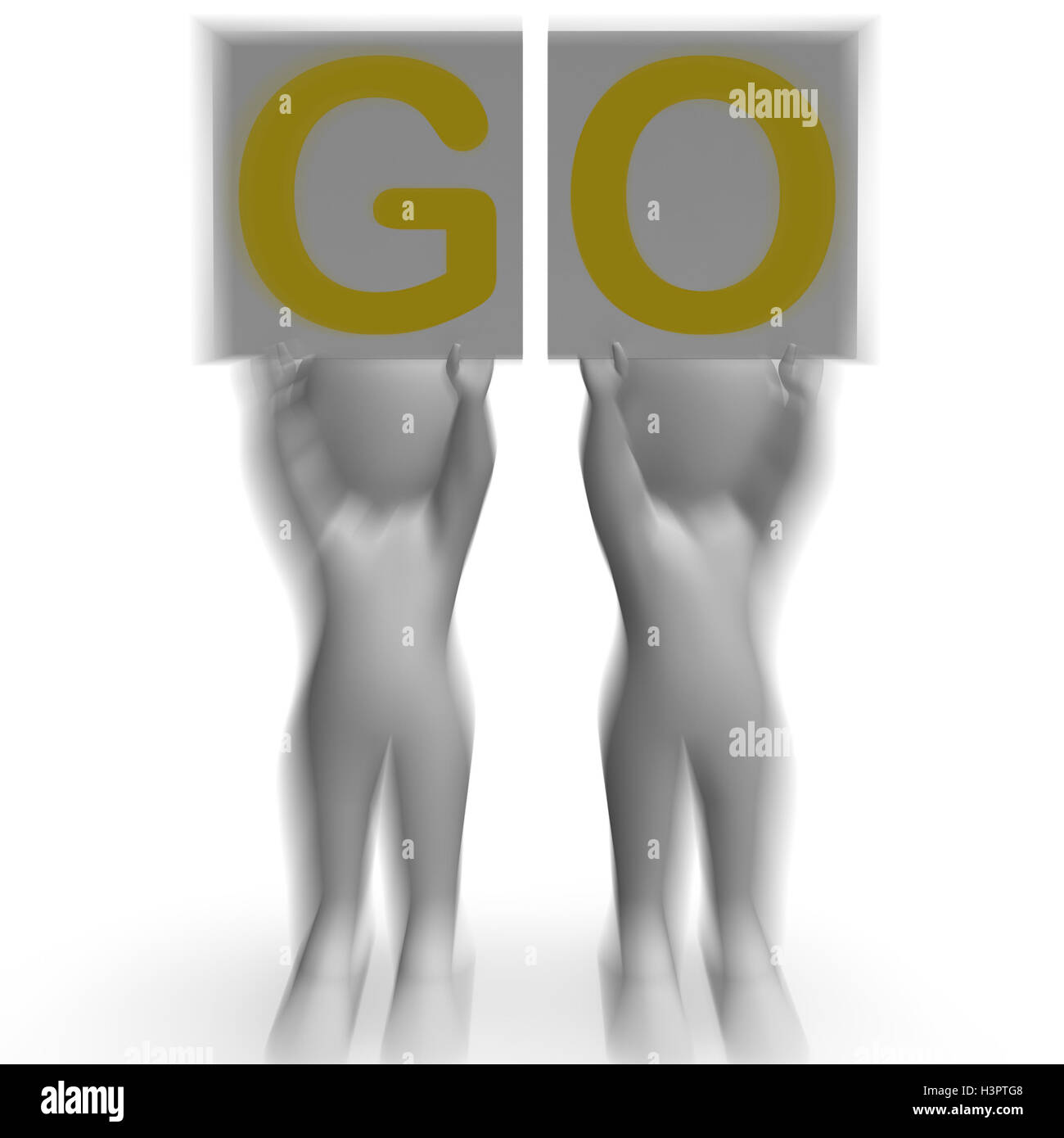 GO Placards Show Car Race Start Or Motivation Stock Photo - Alamy