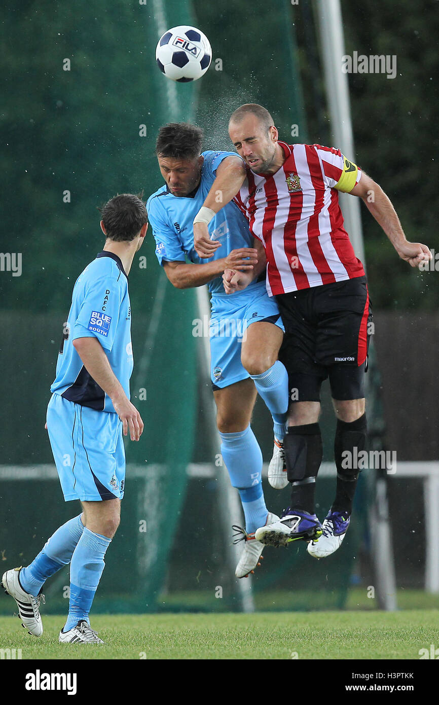 Danny Webb of Dover rises with Elliot Styles of Hornchurch - AFC ...