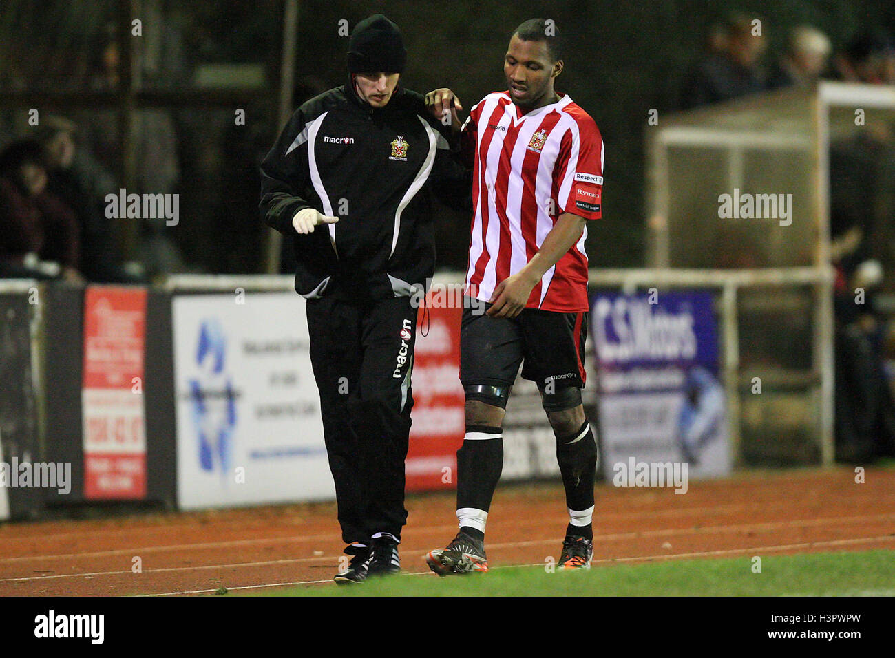 Rickie Hayles of Hornchurch leaves the field with an injury - AFC ...