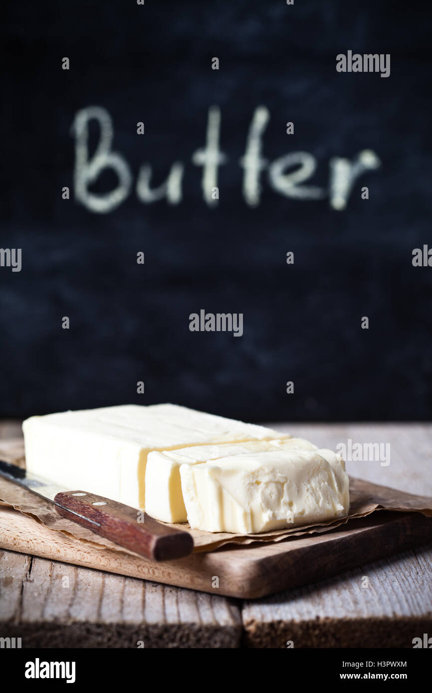 fresh butter and blackboard Stock Photo - Alamy