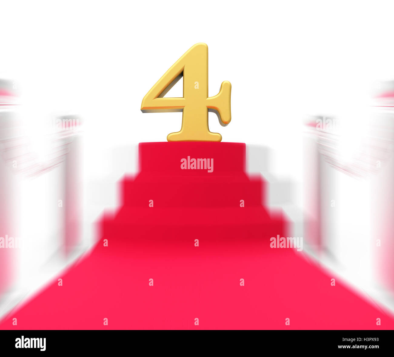 Golden Four On Red Carpet Displays Elegant Film Event Or Celebra Stock ...