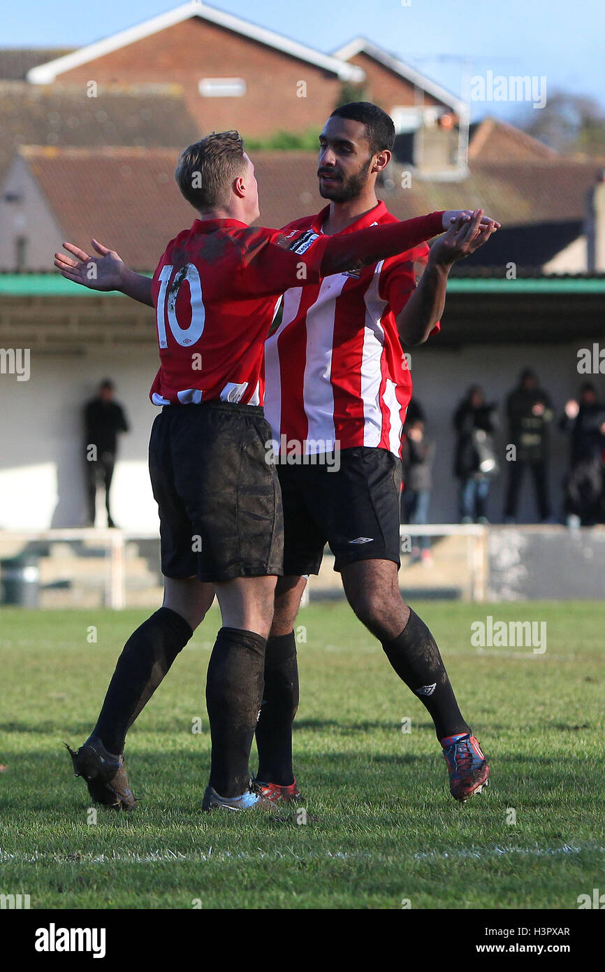 George Purcell scores the second goal for Hornchurch and celebrates ...
