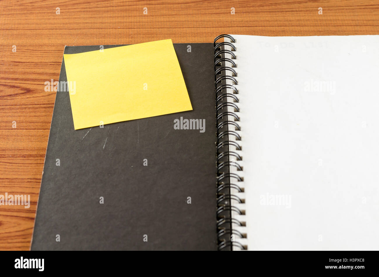 open notebook with post it Stock Photo - Alamy