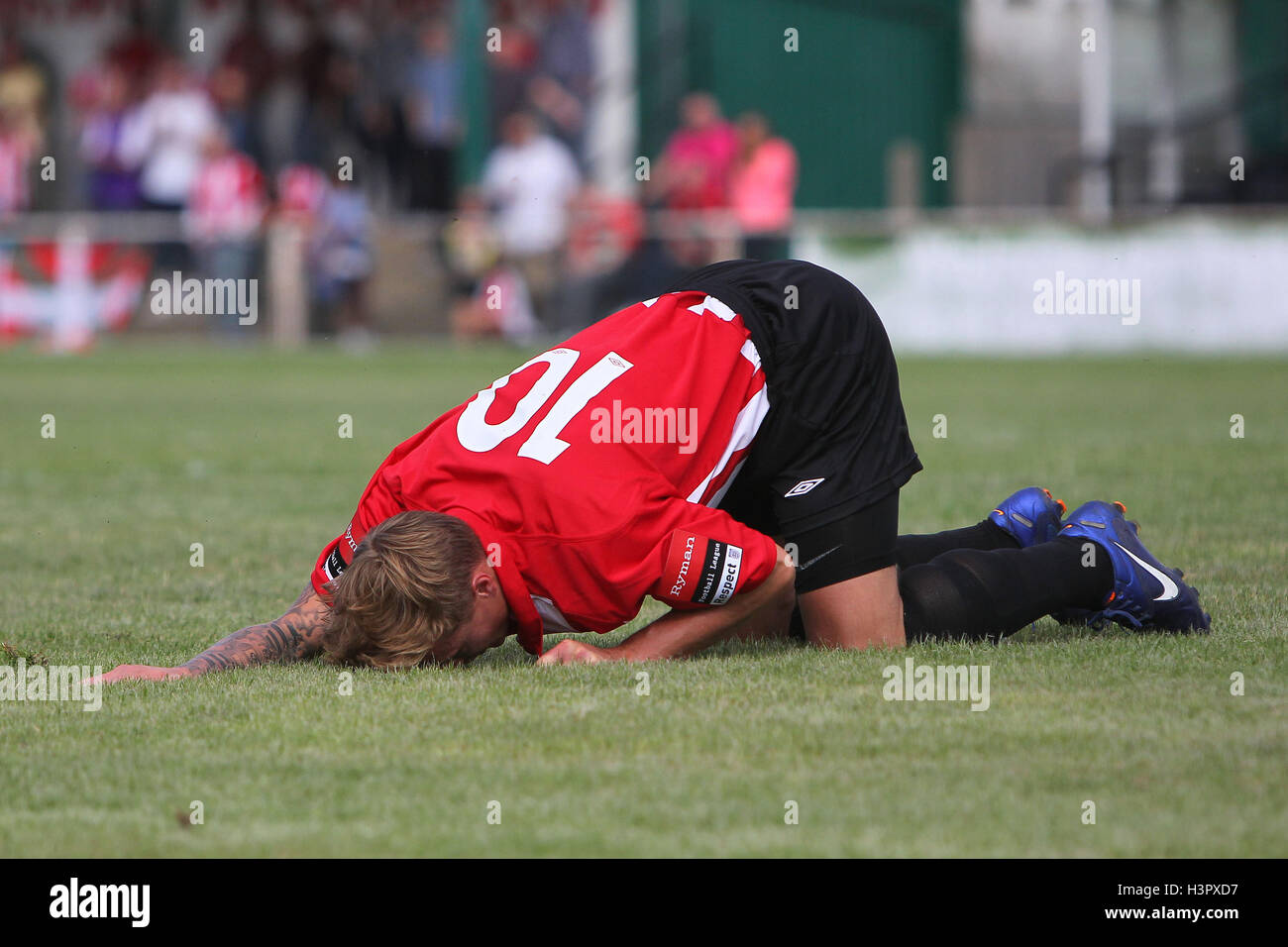 George Purcell goes close to a goal for Hornchurch and reacts as his ...