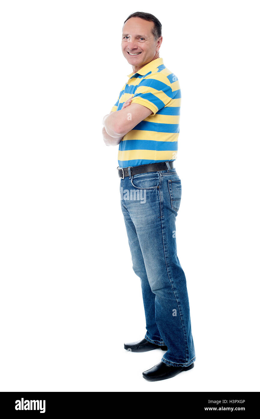 Happy elderly man arms crossed Cut Out Stock Images & Pictures - Alamy