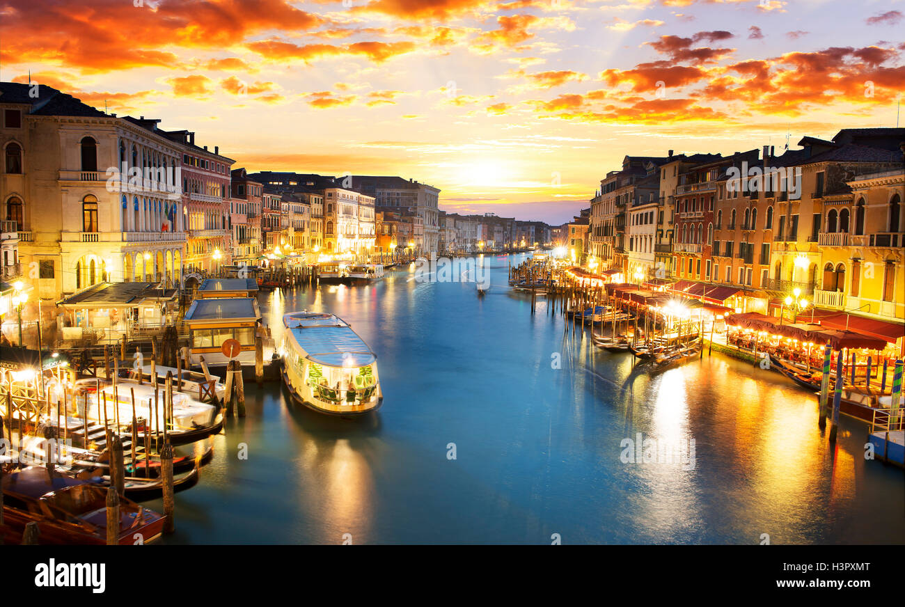 Grand Canal at night, Venice Stock Photo - Alamy