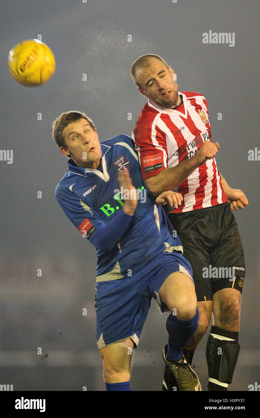 Elliot Styles of Hornchurch rises above Tom Bradbrook of Margate - AFC ...