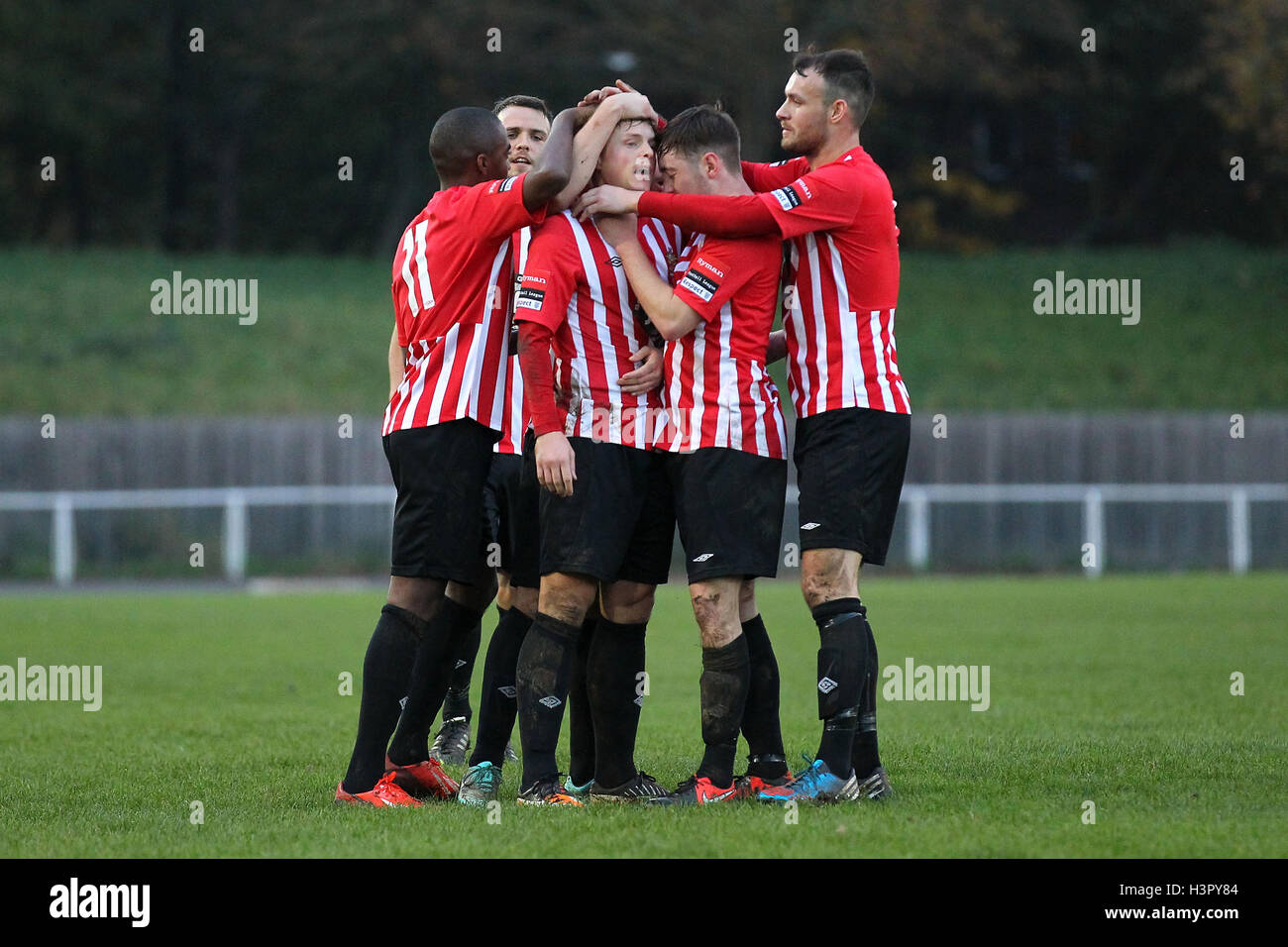 George Purcell of Hornchurch is congratulated on scoring the third goal ...