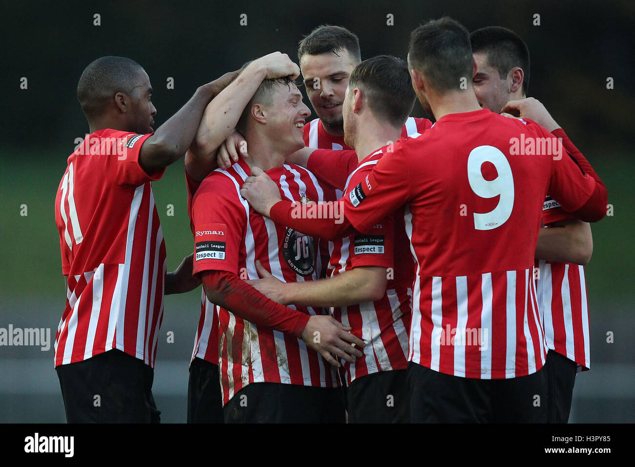 George Purcell of Hornchurch is congratulated on scoring the third goal ...