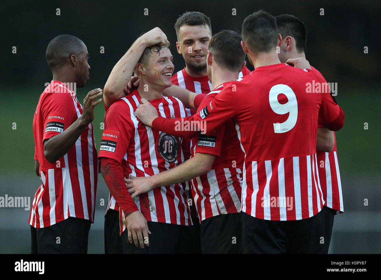 George Purcell of Hornchurch is congratulated on scoring the third goal ...
