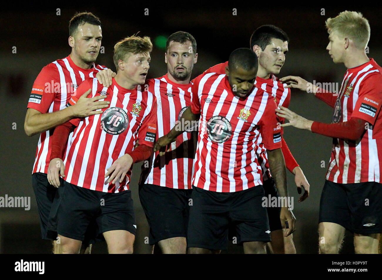 George Purcell scores the first goal for Hornchurch and celebrates with ...
