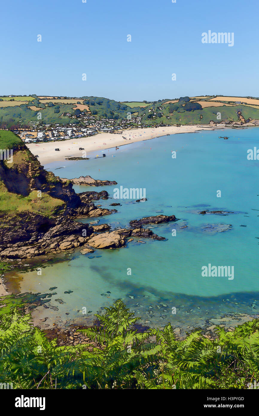 Pentewan Cornwall Cornish coast beautiful summer weather Stock Photo ...