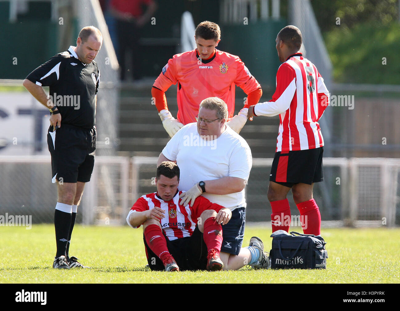 Billy Coyne of Hornchurch receives treatment - AFC Hornchurch vs ...