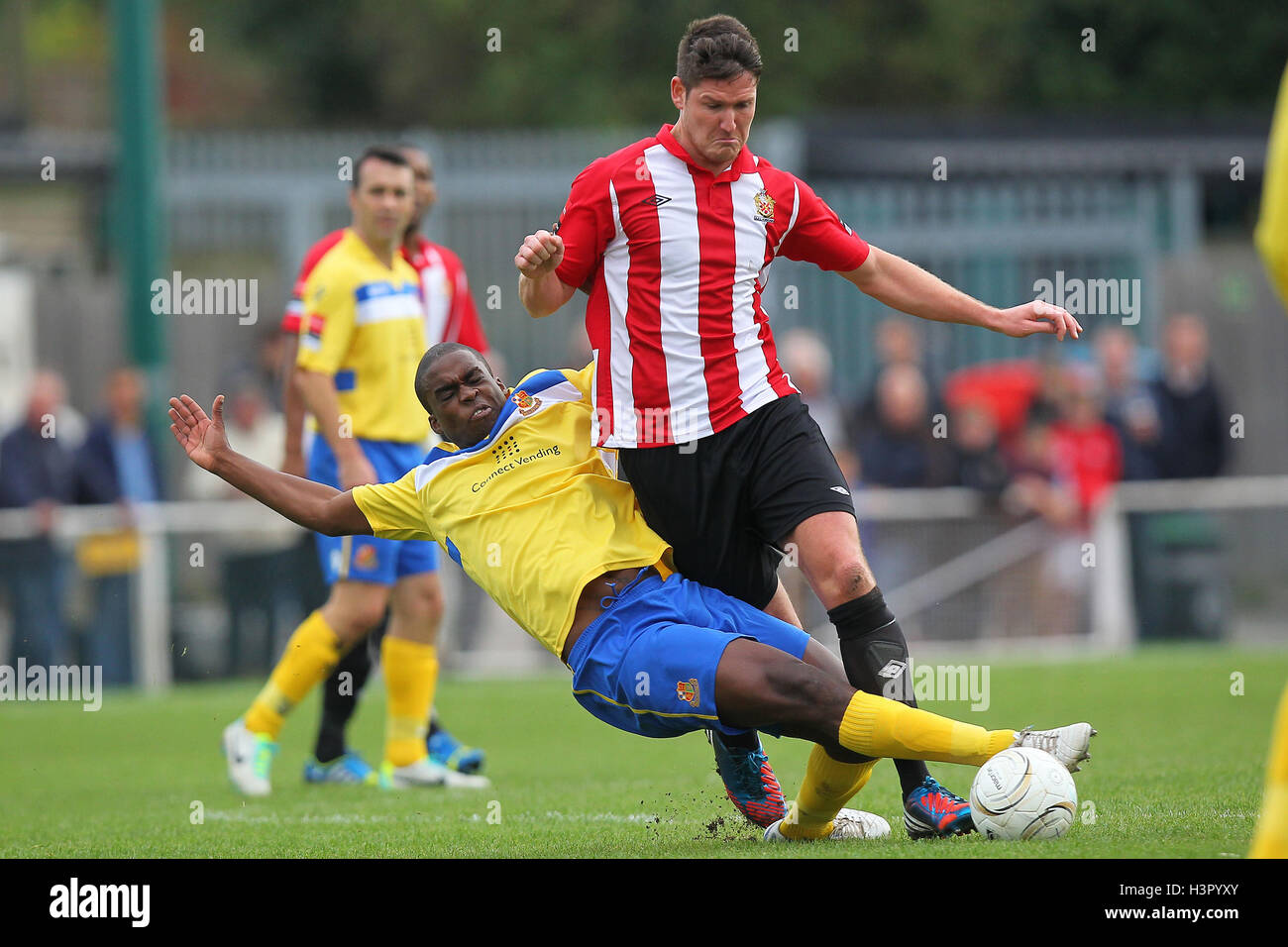 Stefan Bailey of Wealdstone tackles Frankie Curley of Hornchurch - AFC ...