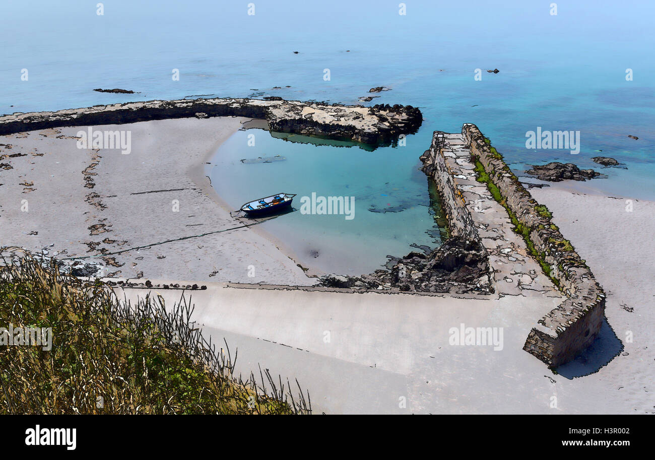 Tiny harbour Portwrinkle Cornwall Uk with one boat Stock Photo - Alamy