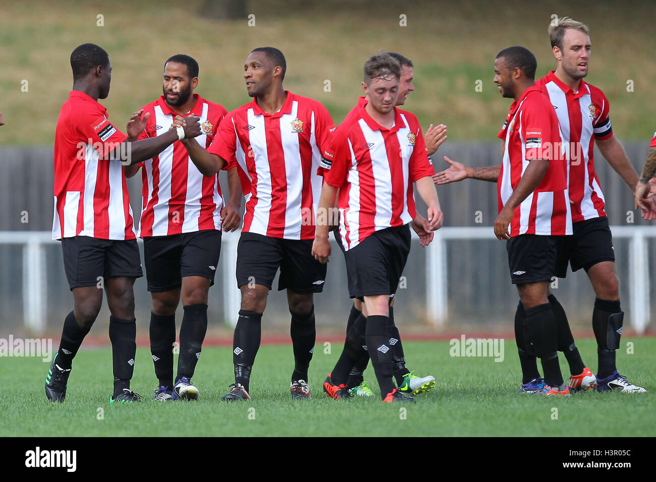 Josh Griffiths (L) is congratulated on scoring the second goal for ...
