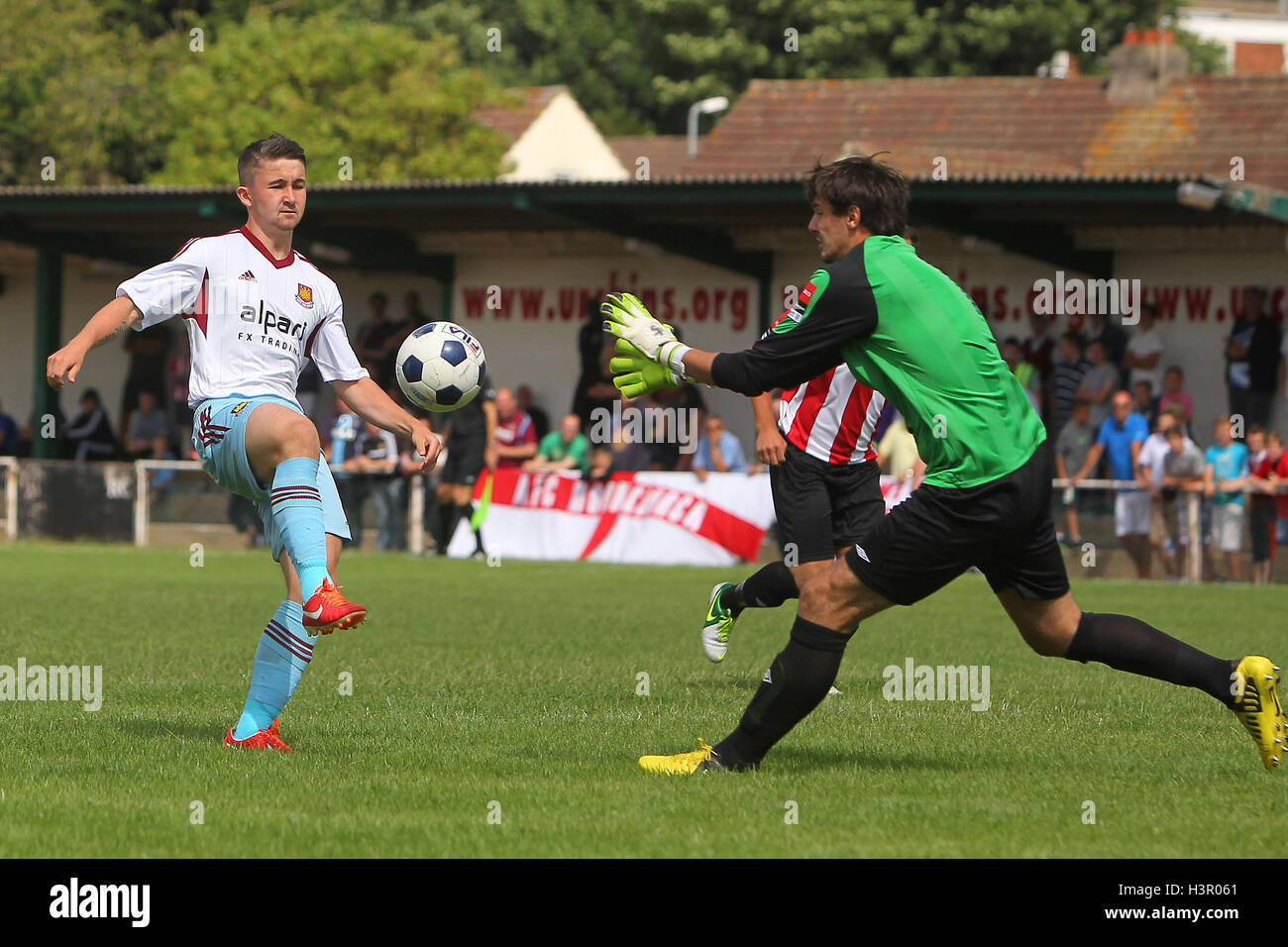 Sean Maguire of West Ham goes close to a goal - AFC Hornchurch vs West ...