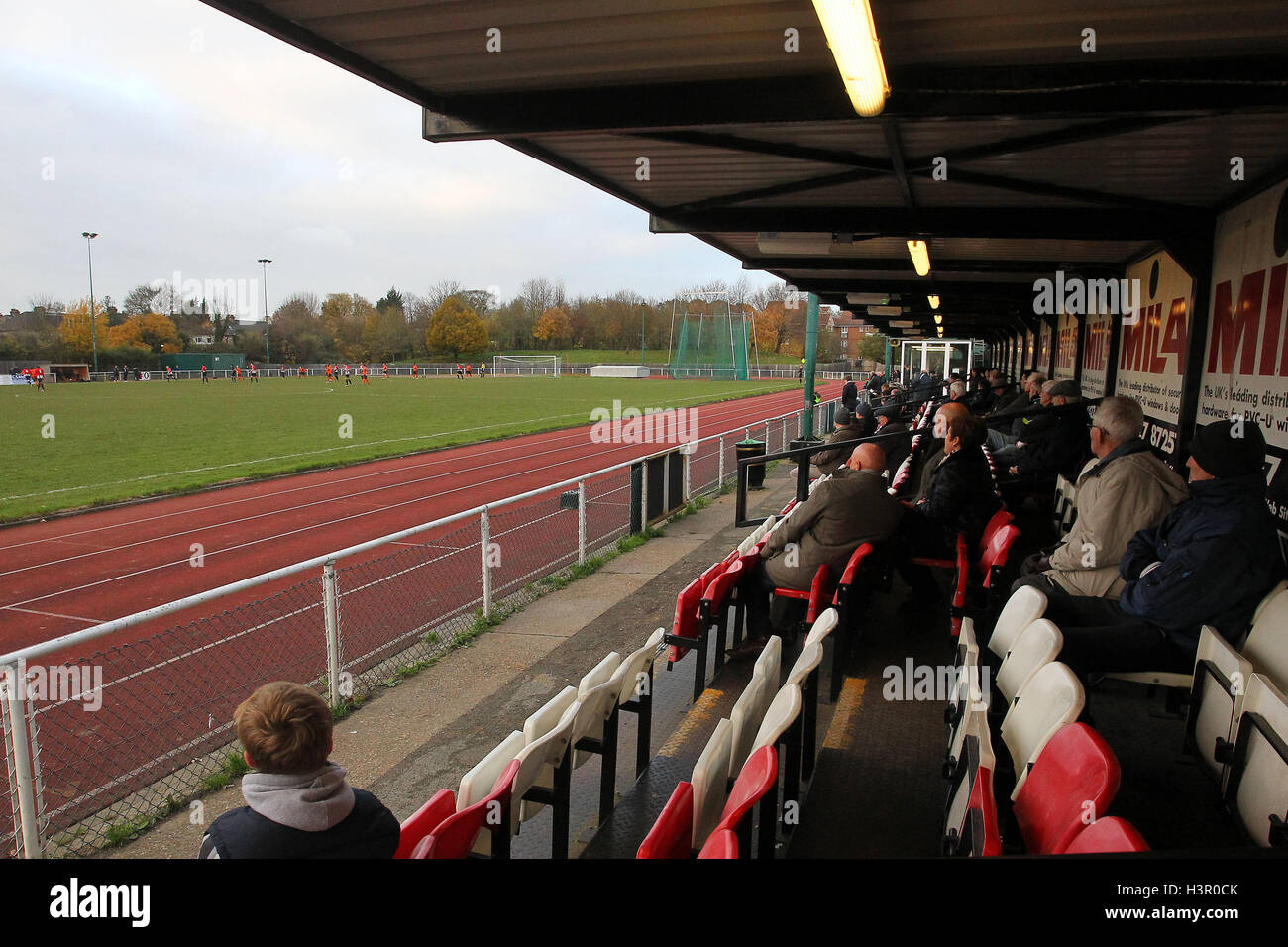 Spectators look on during the first half of the match - AFC Hornchurch ...