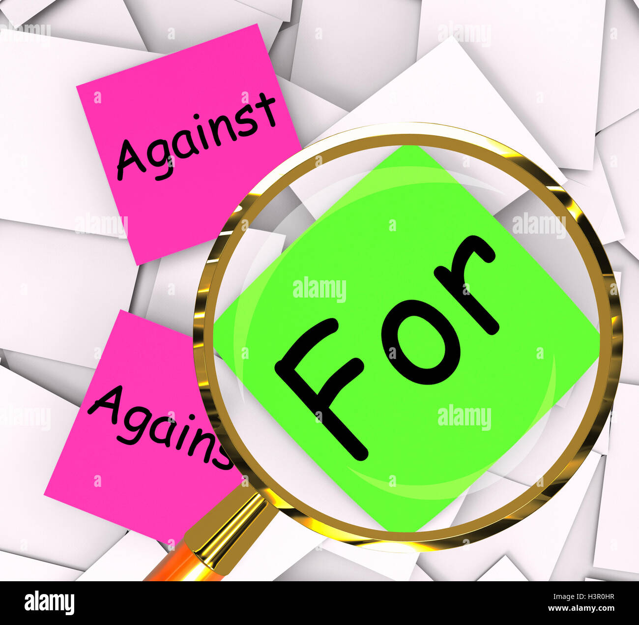 For Against Post-It Papers Show Voting And Opinion Stock Photo - Alamy