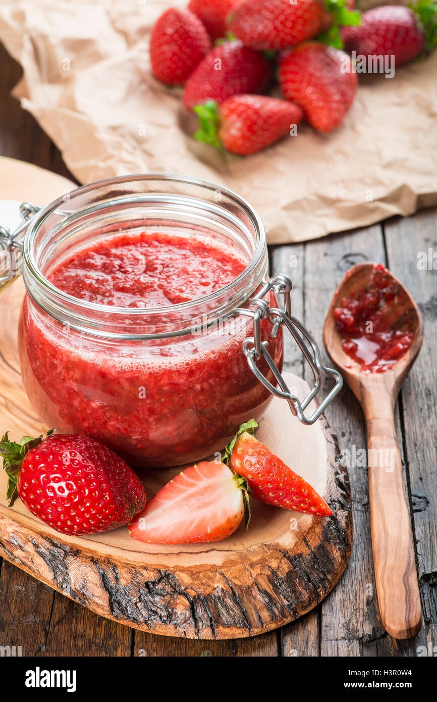 Homemade strawberry jam and toast for breakfast Stock Photo - Alamy