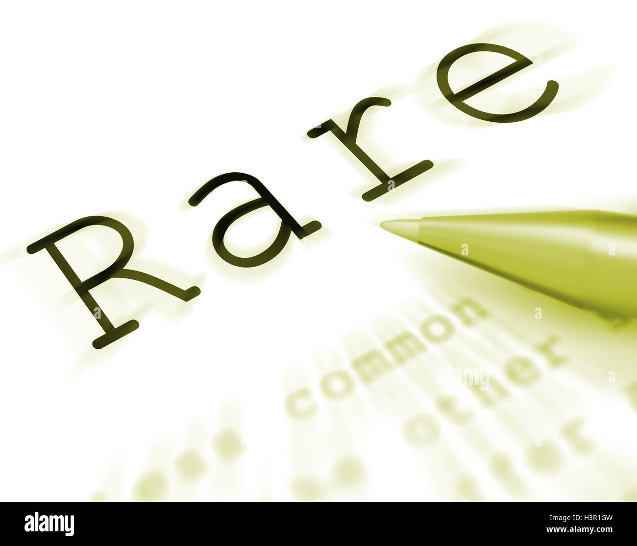 Rare Word Displays Uncommon Scarce And Unique Stock Photo - Alamy