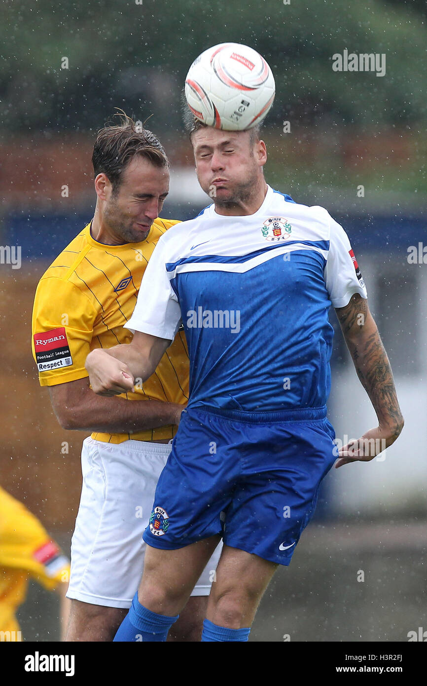 Jamie Guy of Grays rises with Elliot Styles of Hornchurch - Grays ...