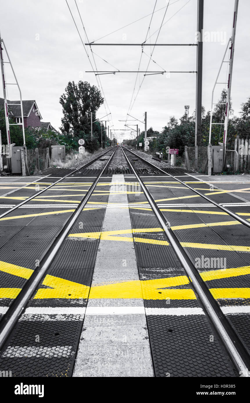 Level crossing, East Bolden Stock Photo - Alamy