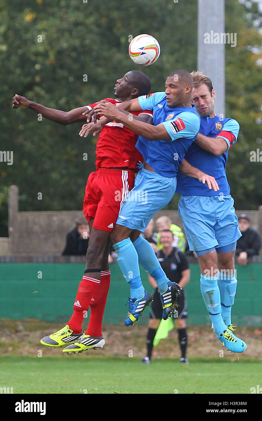 Michael Spencer and Elliot Styles of AFC Hornchurch rise with Moussa ...