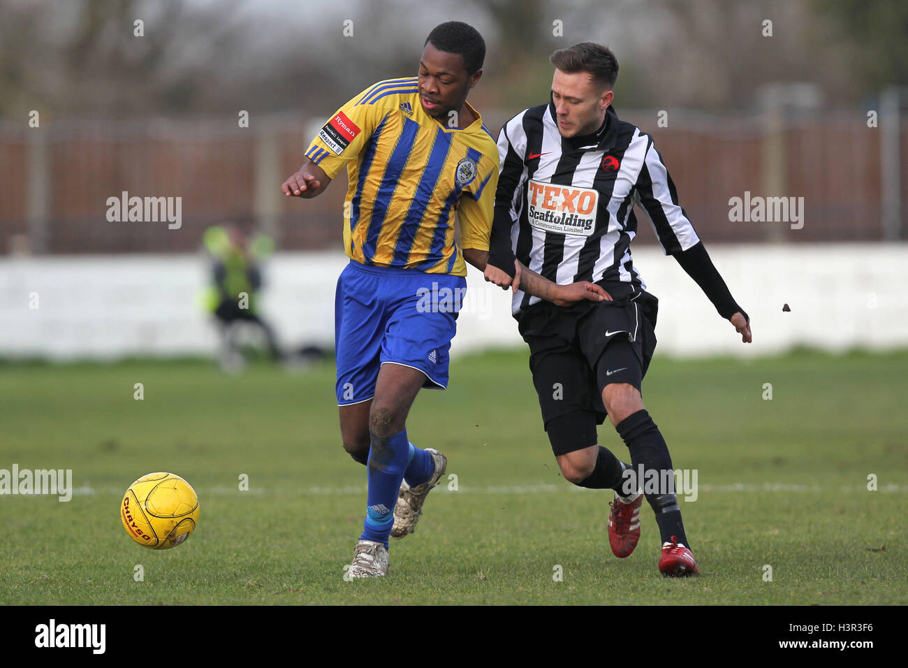 Reece Morgan of Heybridge challenges David Ottley of Romford ...