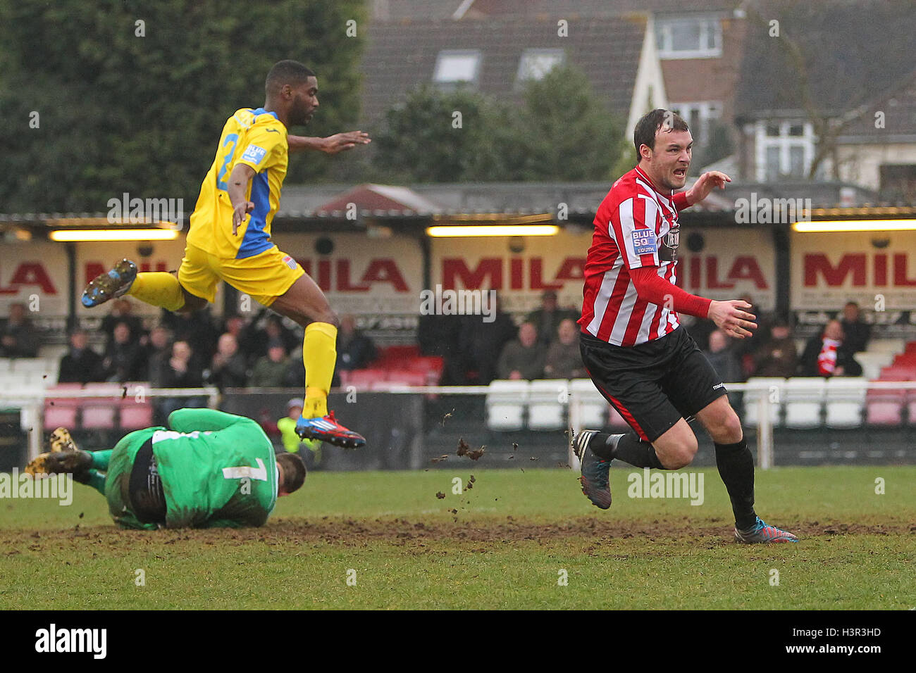 Martin Tuohy celebrates scoring the first goal for Hornchurch - AFC ...