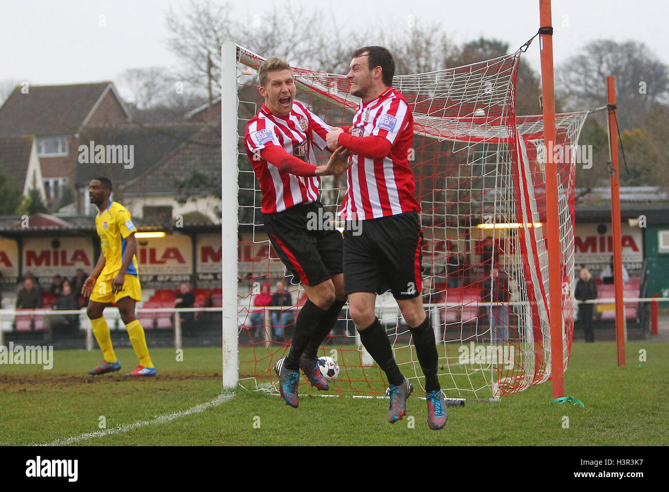 Martin Tuohy scores the first goal for Hornchurch and celebrates (R ...